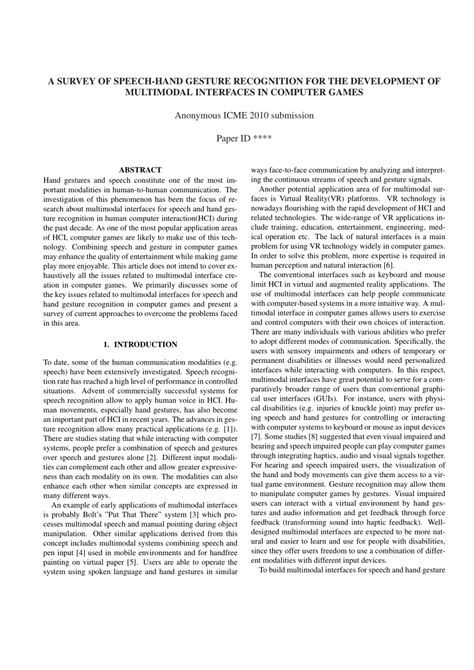 Pdf A Survey Of Speech Hand Gesture Recognition For The Development