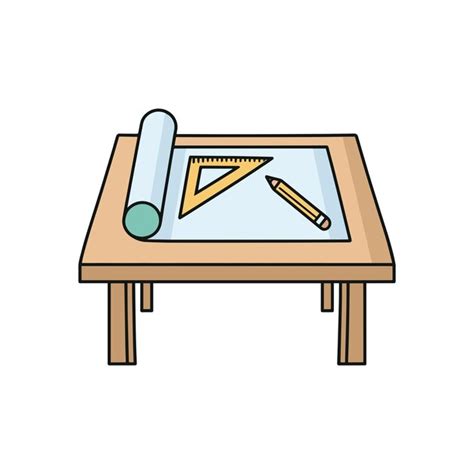 Illustration Doodle Of A Drafting Table With Tsquare And Pencil And Architecture Plan Premium