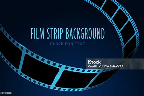 블루 배경에 격리 된 필름 릴 스트라이프 시네마 현대 3d 사실적인 필름 스트립 벡터 영화제 영화 및 영화 템플릿은 배경 브로셔