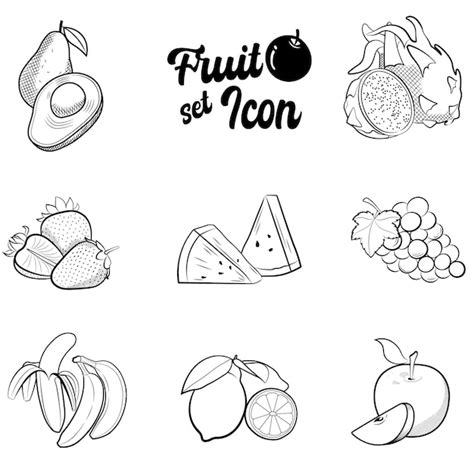 과일 아이콘 세트 프리미엄 벡터