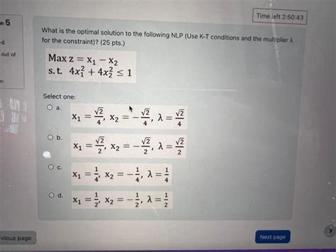 Solved What Is The Optimal Solution To The Following NLP Chegg
