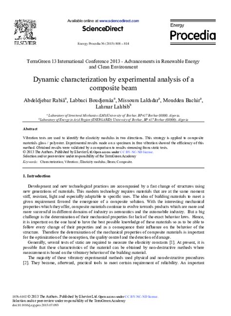 pdf dynamic characterization by experimental analysis of a composite beam