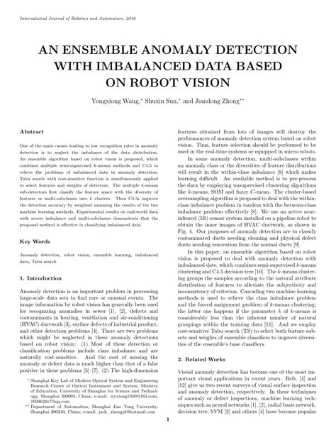 Pdf An Ensemble Anomaly Detection With Imbalanced Data Based On Robot