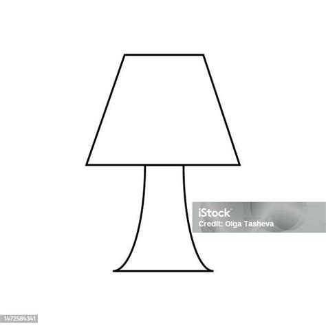 라인 스타일의 간단한 흑백 침대 옆 램프 아이콘입니다 흰색 배경에 격리된 벡터 내부 항목 0명에 대한 스톡 벡터 아트 및 기타 이미지 0명 가구 가정 생활 Istock