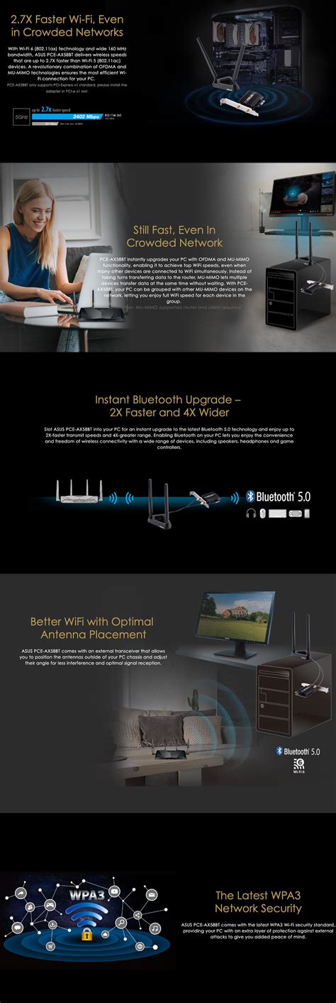 Buy Asus Pce Ax Bt Dual Band Pci E Mhz Wi Fi Adapter Pce Ax Bt Pc Case Gear Australia