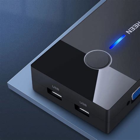 Ugreen 2 Ports USB VGA KVM Switch Med USB 2 0 Kabel Svart Teknikdelar Se