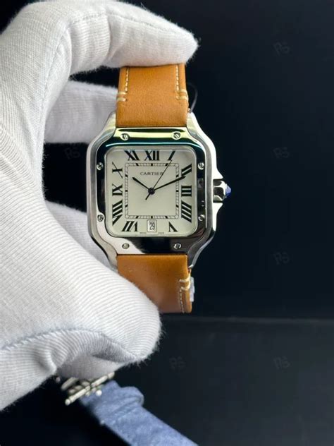 Cartier Santos Beyaz Kadran Deri Kayış Otomatik Erkek Saat