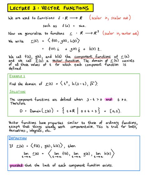 mths211 lecture 3 vector functions lecture 3 vector