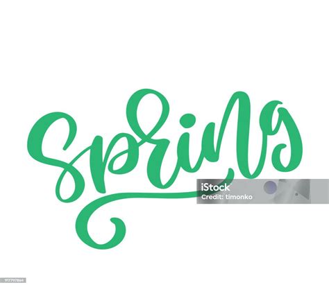 서 예 텍스트 봄입니다 흰색 배경 절연 현대 브러쉬 펜 벡터 일러스트 레이 션 주식 벡터 문자에 문자를 필기 5월에 대한 스톡