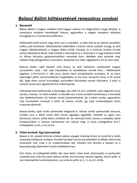 Balassi Bálint Költészetének Reneszánsz Vonásai Pdf Balassi Bálint Költészetének Reneszánsz Vonásai Pdf