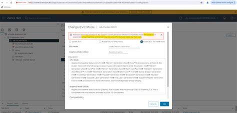 enable the enhanced vmotion compatibility evc mode for a vsphere