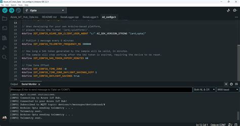 Opta Azure IoT Tutorial Sketch Telemetry Frequency