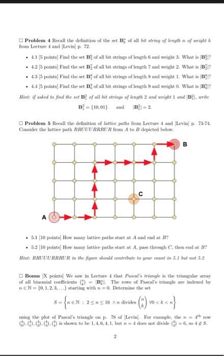 Solved Problem 4 Recall The Definition Of The Set Of All Bit