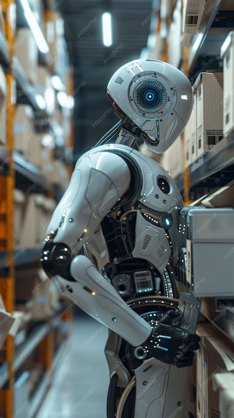 Robot Sorting Boxes Premium Ai Generated Image