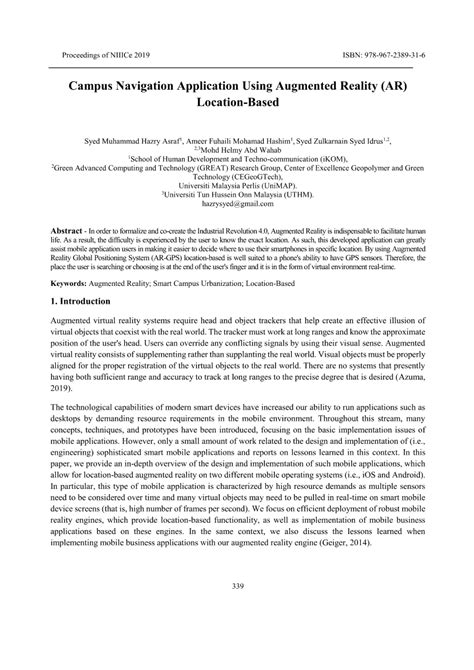 pdf campus navigation application using augmented reality ar