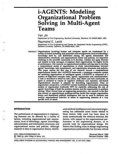 pdf i agents modeling organizational problem solving in multi agent