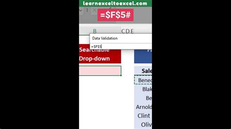 searchable drop down list in excel dynamic search data validation list