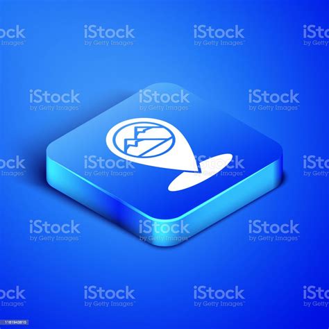 파란색 배경에 격리 된 산 아이콘이있는 등각 투영지도 포인터 산 여행 아이콘입니다 파란색 사각형 버튼입니다 벡터 일러스트레이션 0명에 대한 스톡 벡터 아트 및 기타 이미지