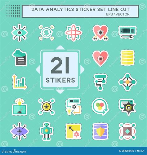 Data Analytics Sticker Line Cut Set Suitable For Data Analytics Symbol Simple Design Editable