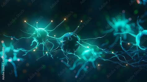 Neuro Cell Synapse Neural Brain Illustration Axon Biology Nervous Glow Nerve Science Ai