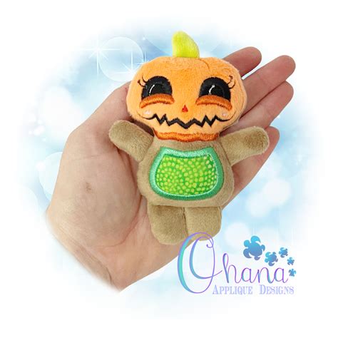Pumpkin Head Stuffie Embroidery Design Ohana Applique Designs