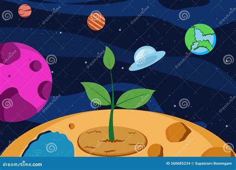 Tree In Space Spaceship Planets Stars Stock Vector Illustration Of Screenshot Spaceship
