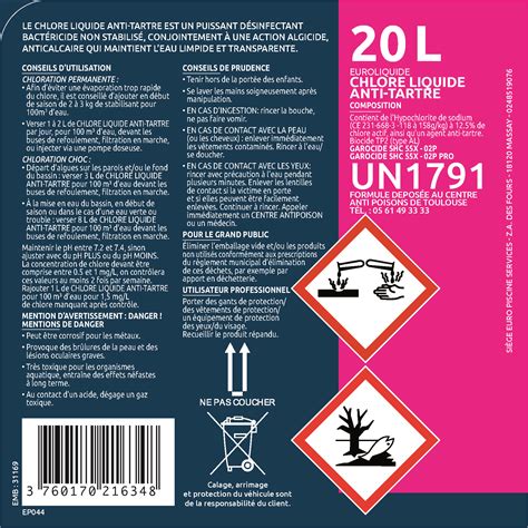 Chlore Liquide Anti Tartre 20 Litres Hénocque Piscines Et Spas
