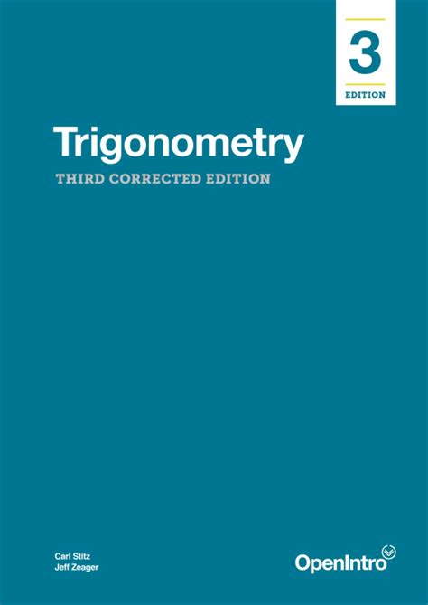 Trigonometry Third Corrected Edition Uk Stitz Carl Zeager Jeff 9781943450244 Books