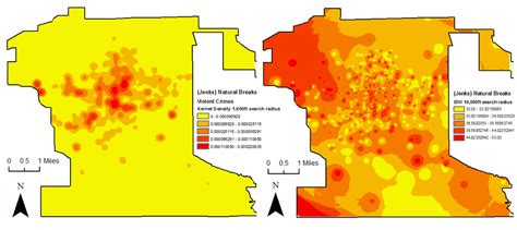 Kernel Density Left Compared To Idw Right Natural Breaks Download Scientific Diagram