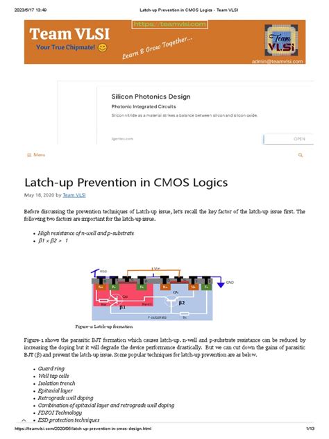 latch up prevention in cmos logics team vlsi pdf mosfet cmos