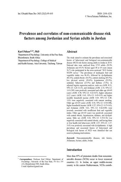 Prevalence And Correlates Of Non Communicable Disease Risk Factors