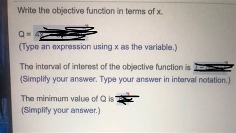 Solved Write The Objective Function In Terms Of X Type An