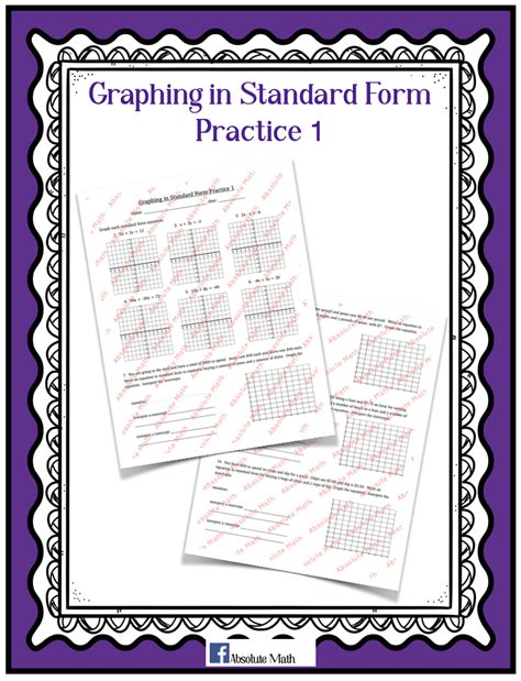 Graphing In Standard Form Practice 1 Teaching Resources
