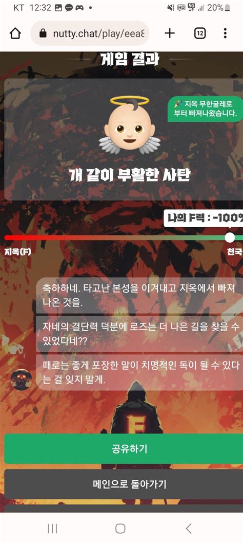 Mbti 지옥 탈출 게임 결과 공유하자 스레딕