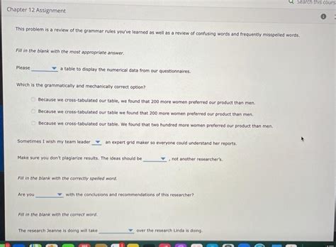 solved search this cours chapter 12 assignment this problem