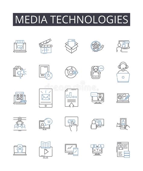 Media Technologies Line Icons Collection Digital Devices Information Systems Communication