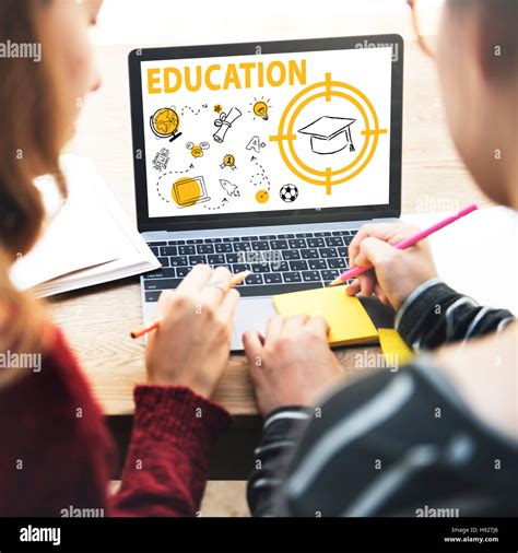 Education Word Hat Computer Learning Graphic Concept Stock Photo Alamy