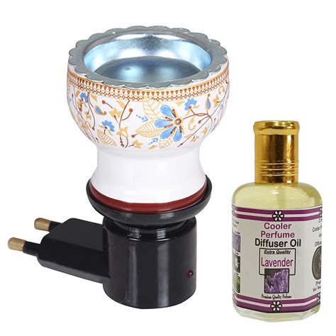 Ceramic Electric Camphor Diffuser For Home Fragrance With One 25ml Dif Indra Sugandh Bhandar