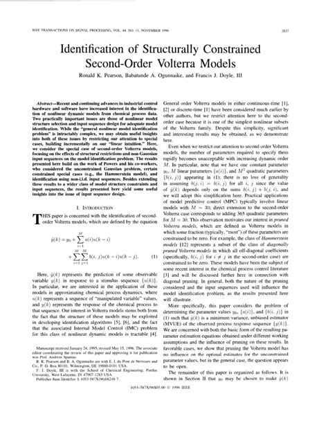 pdf identification of structurally constrained second order volterra