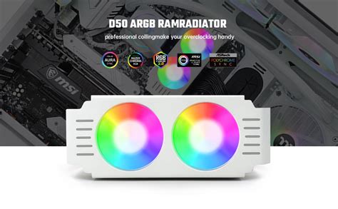 Memory Ram Cooling Fans 5v 3 Pin Argb Light Effect Memory Cooler For Diy Pc Gaming White