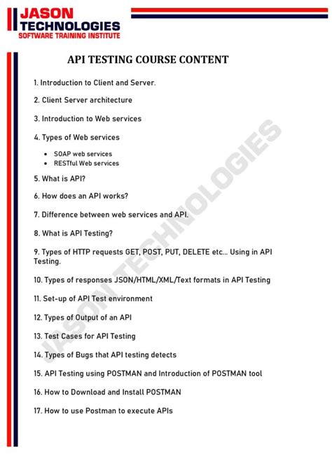 Best Software Training Institute For Api Testing Jason Technologies