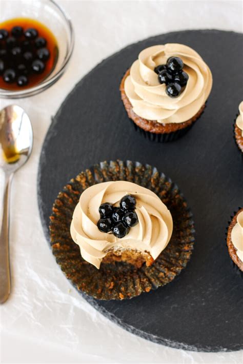 Milk Tea Cupcakes With Boba Pearls Bakes And Blunders