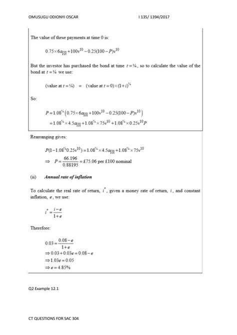 SAC Financial Mathematics II Sample Questions With Answers