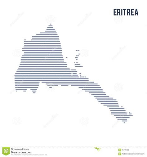 Vector Abstract Hatched Map Of Eritrea With Lines Isolated On A White Background Stock