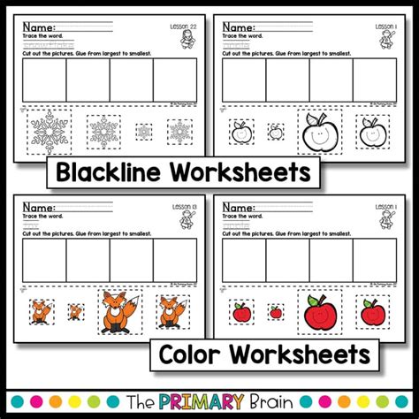 Size Ordering Cut And Paste Cutting Practice Worksheets Sorting By Size