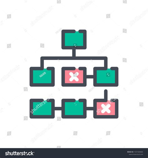 Tree Structure Color Line Icon Flowchart Stock Vector Royalty Free
