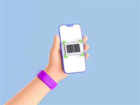 Premium Photo Cartoon Hand With Mobile Phone Scanning Barcode Bar