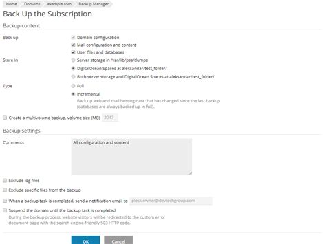 Digitalocean Spaces Backup Extension Plesk