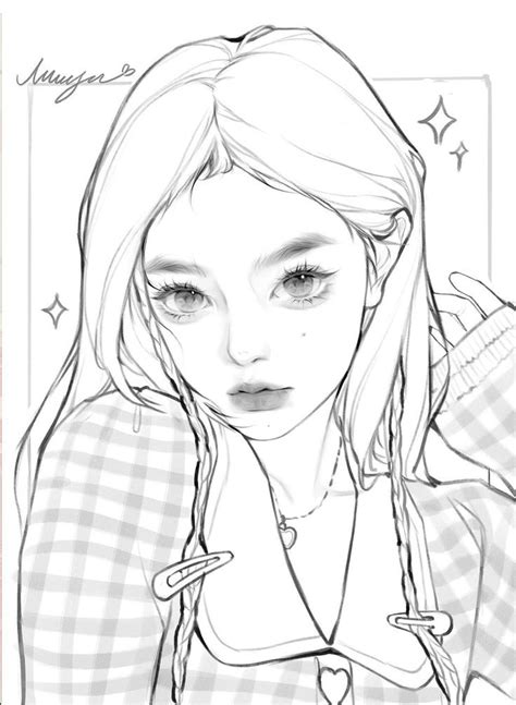 색칠 공부하기 좋은 예쁜 여캐 컬러링 도안 일러스트 색칠공부 도안 공유 네이버 블로그