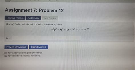 Solved Assignment 7 Problem 12 1 Point Find A Particular